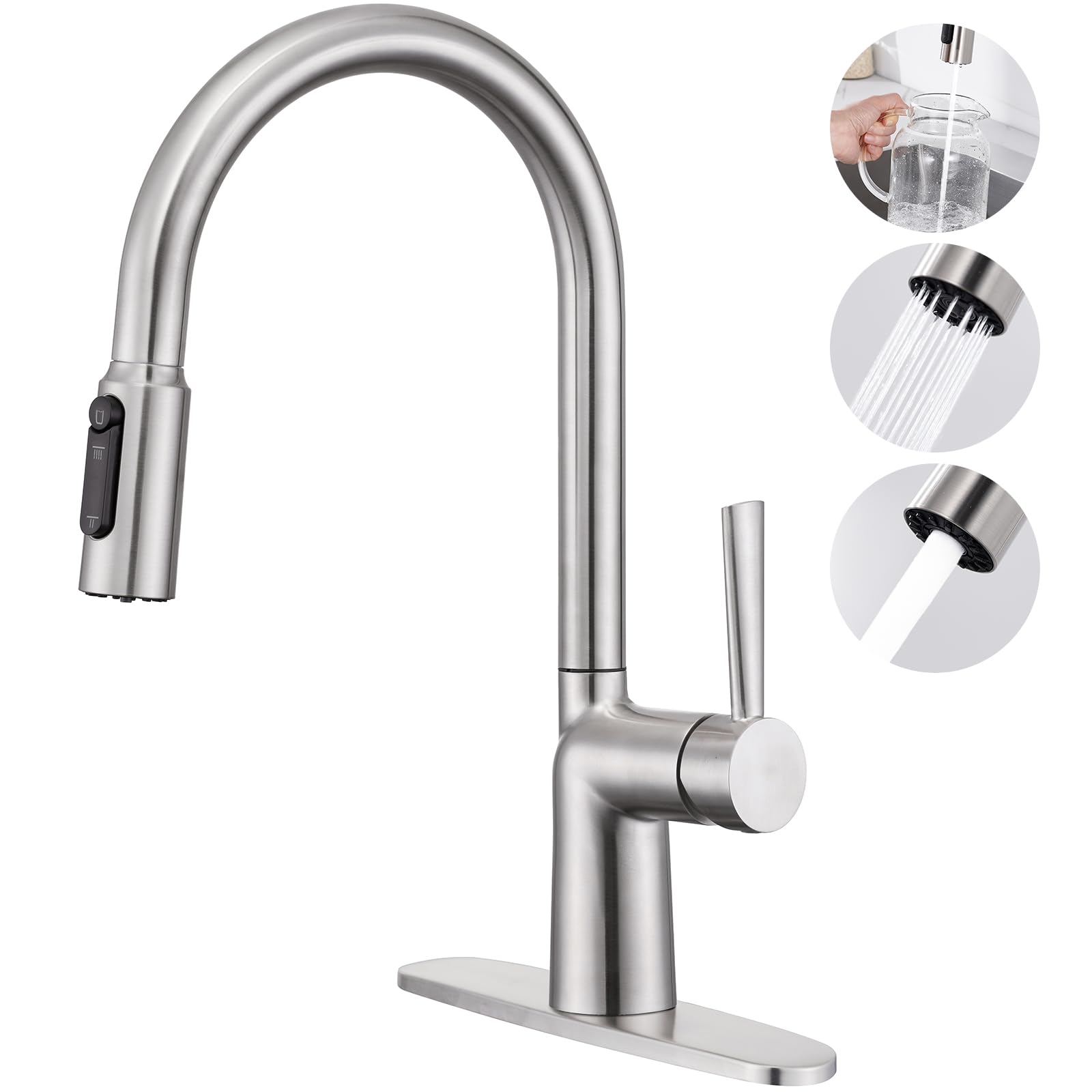 CREA 3 Way Kitchen Faucet Drinking Water Faucet 3 in 1 Water Filter ...