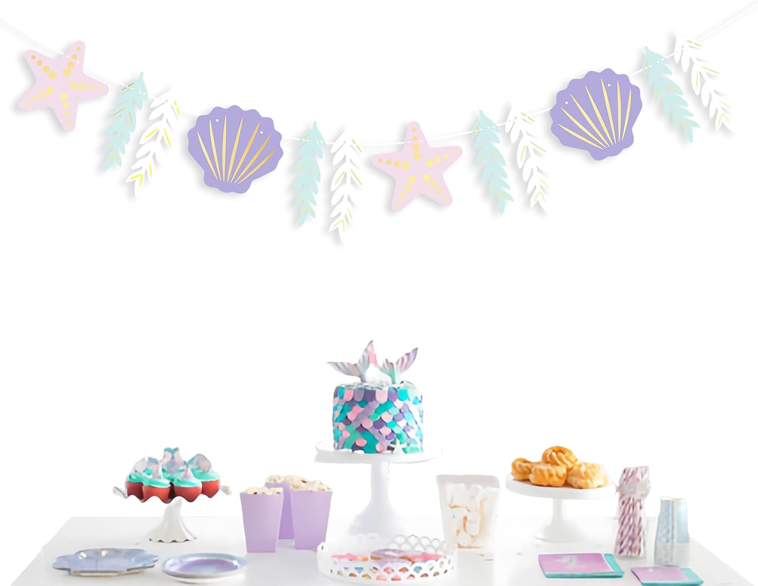 Amazon.com: Pre-Strung Starfish Sea Shell Banner For Under The Sea ...