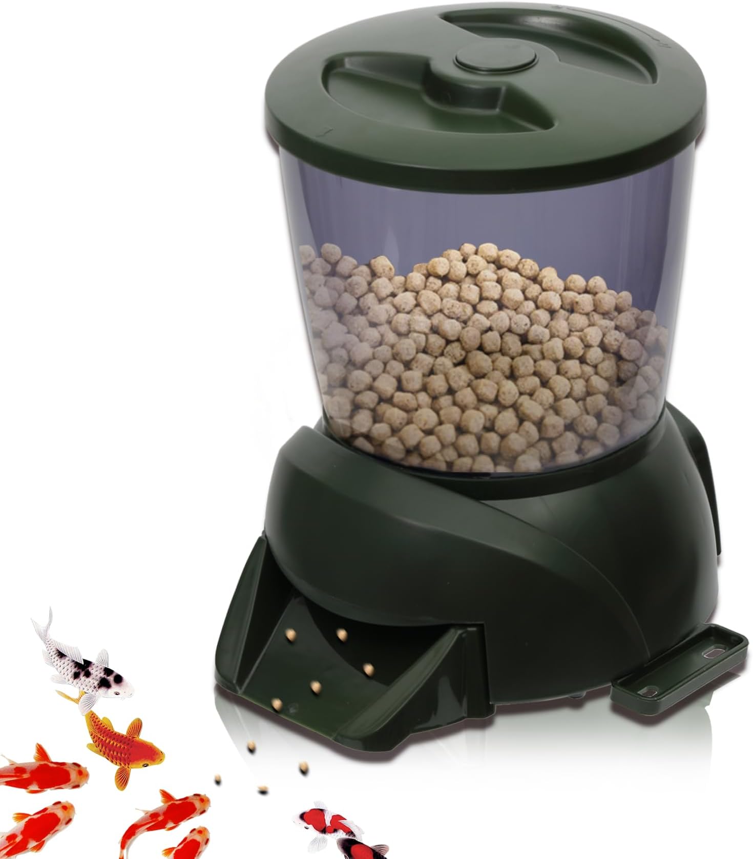 Sammery Large-Capacity Automatic Fish Feeder, Outdoor, Battery-Powered ...
