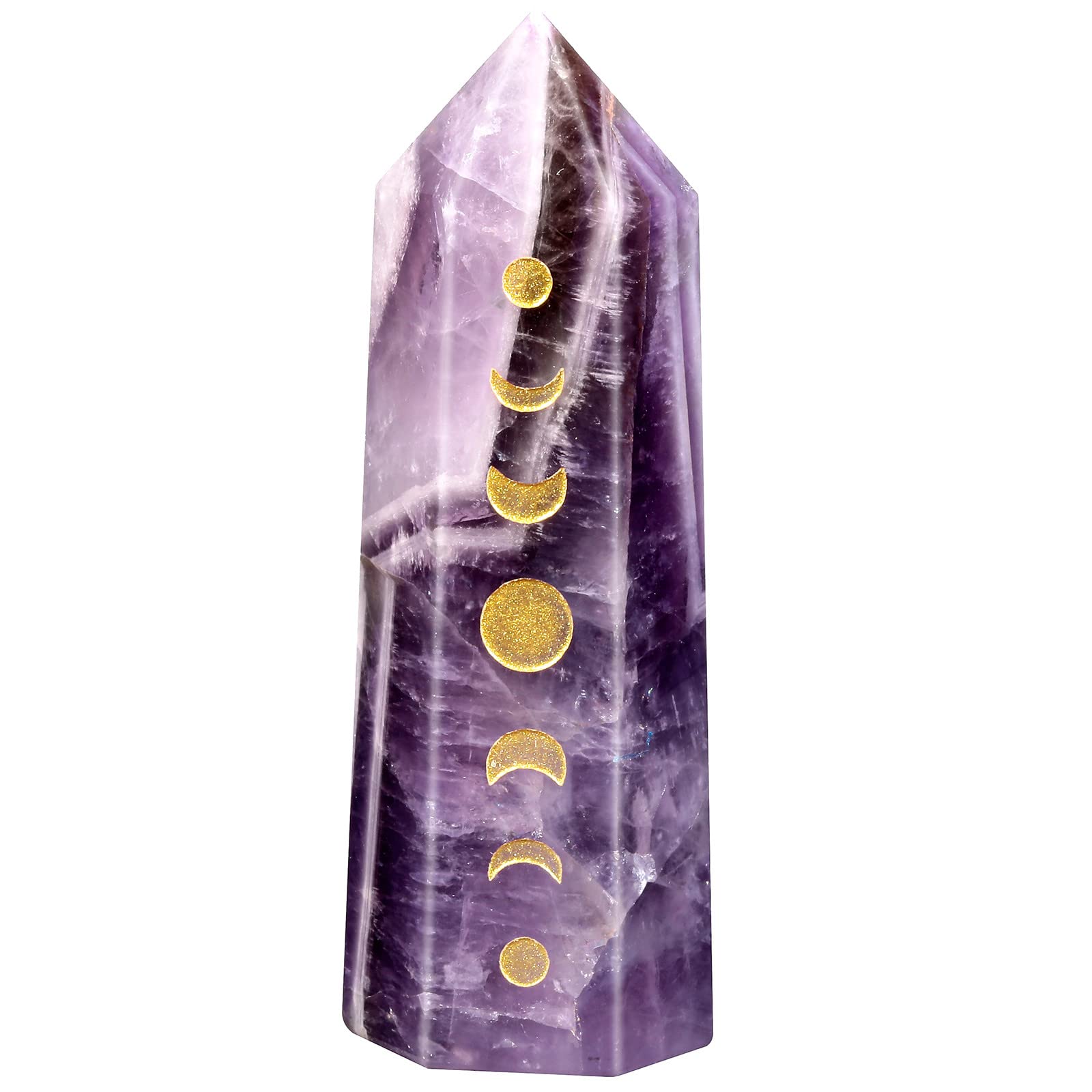 Amazon.com: Rockcloud Moon Phase Engraved Crystal Point, Lunar Eclipse ...