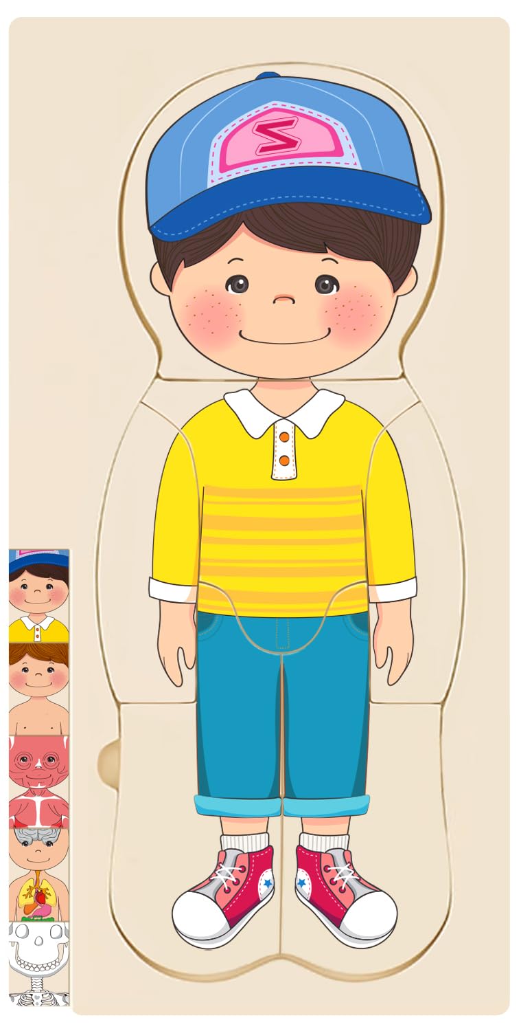 Amazon.com: MoinKidz Wooden My Body Puzzle for Toddlers & Kids, Boys ...