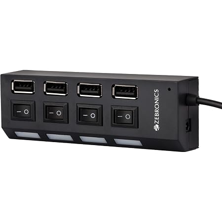 Zebronics ZEB-90HB USB Hub, 4 Ports, Pocket Sized, Plug & Play, for ...