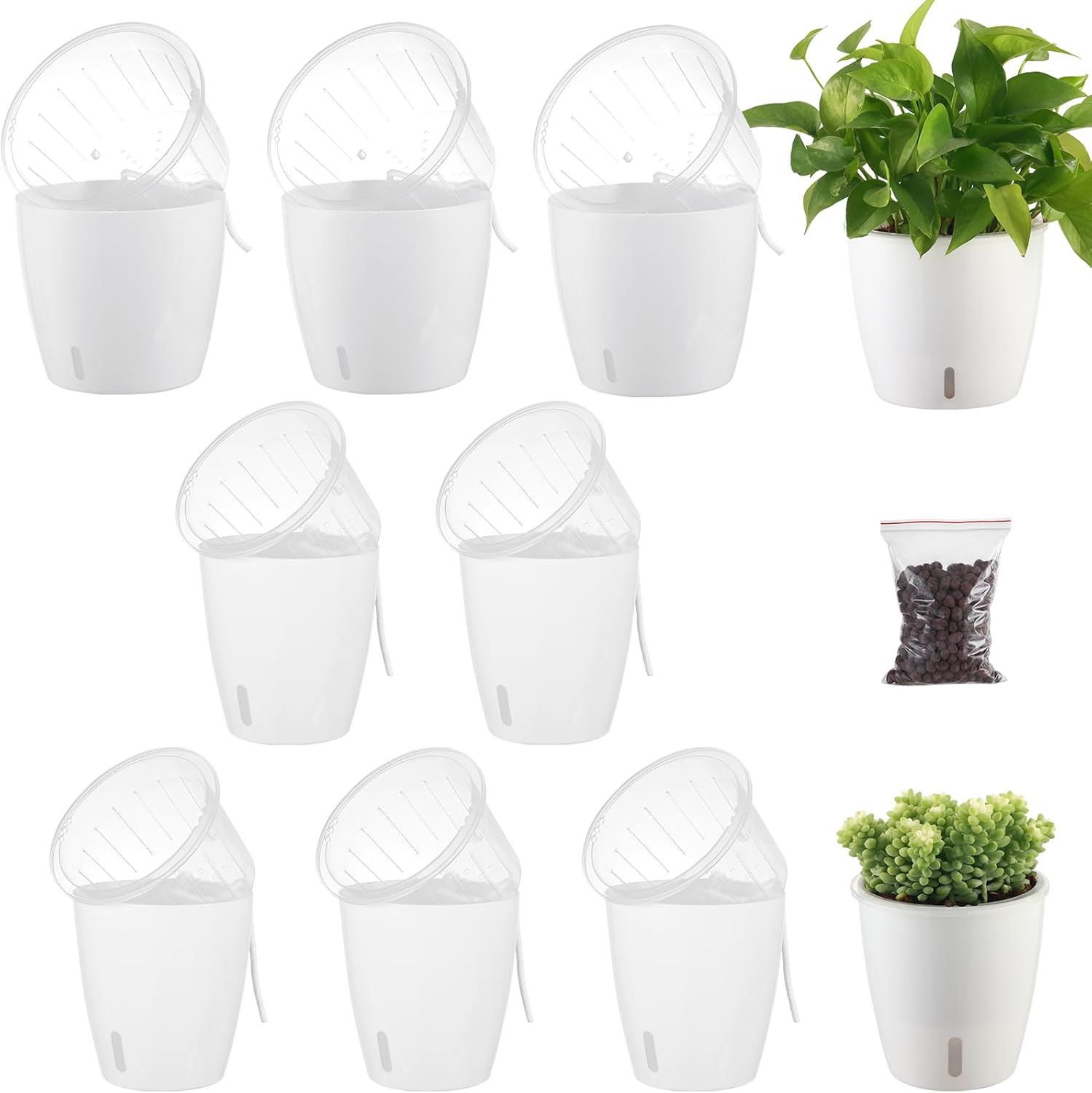 Amazon.com: 8 Packs (5 Pack 5'')/(3 Pack 6.7'') Self-Watering Pots for ...
