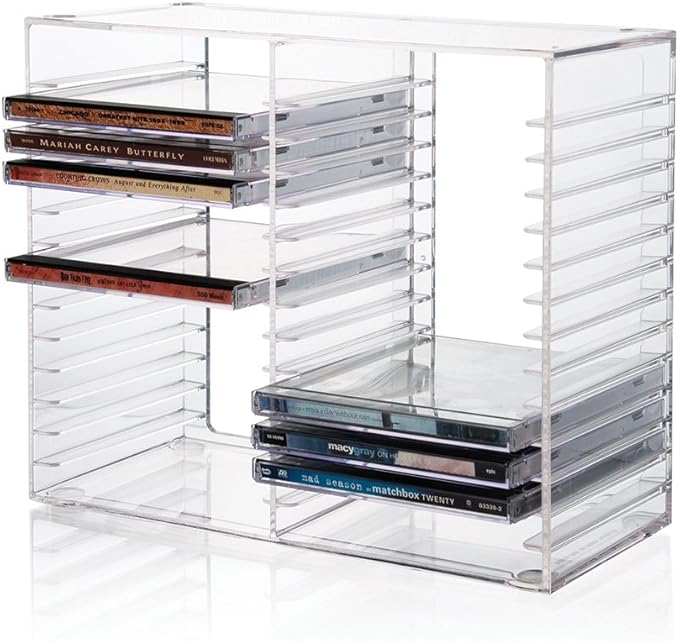 Stackable Clear Plastic CD Holder - Holds 30 Standard CD Jewel Cases ...