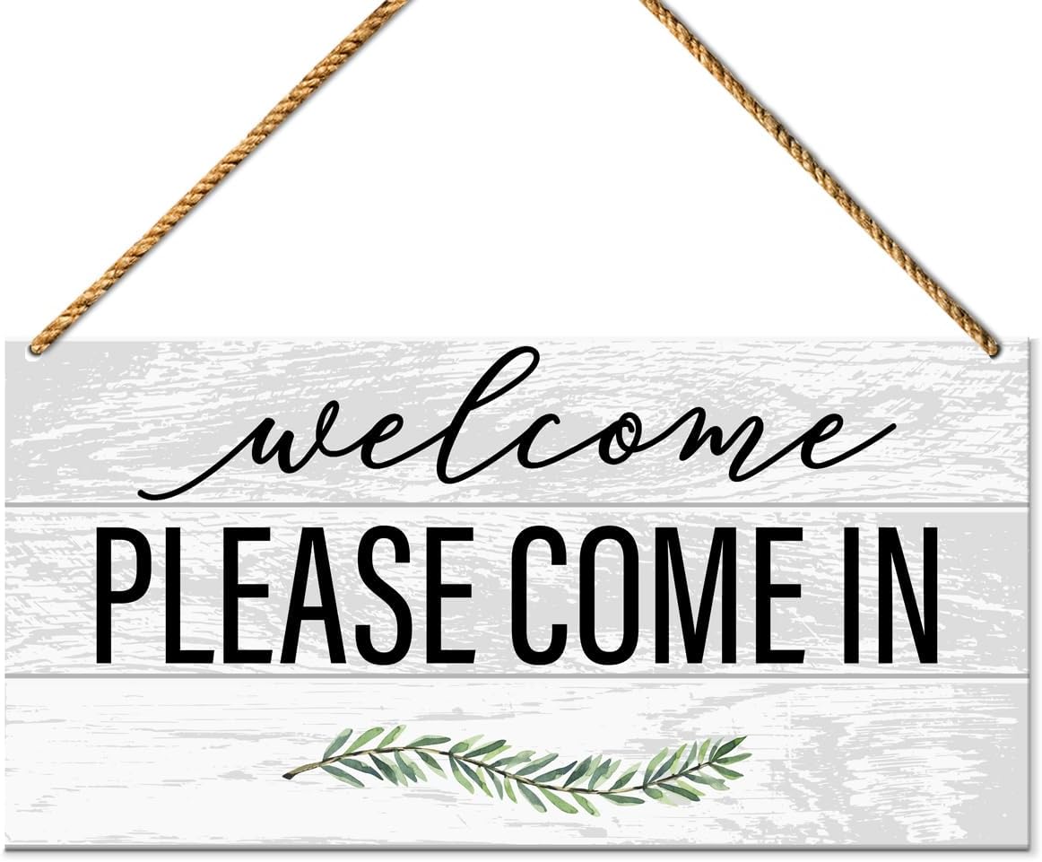 Amazon.com: Wood Signs For Home Decor Two Sided Welcome Please Come On ...