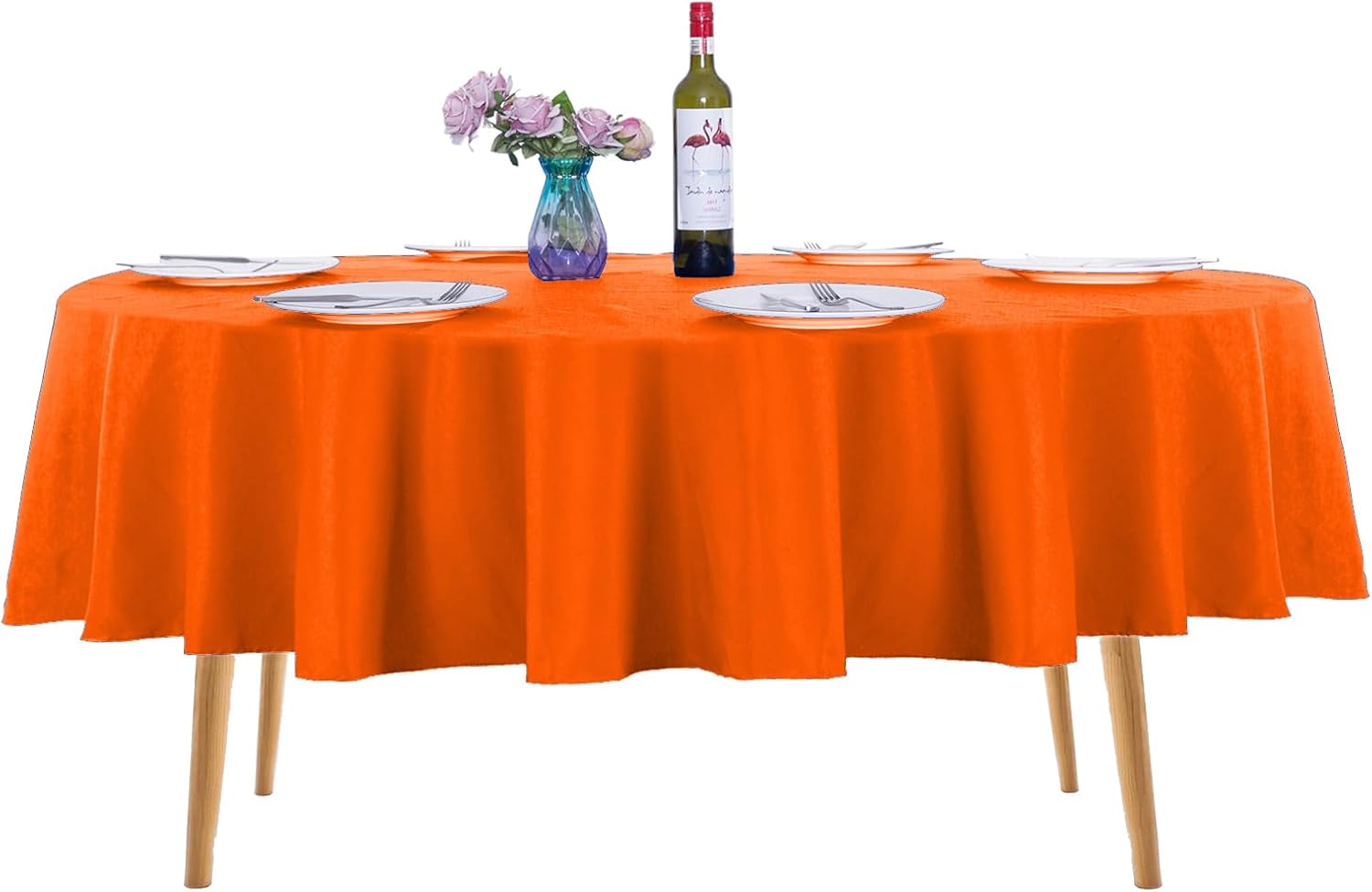 Amazon.com: Ascoza 2pack 90 Inch Orange Round Tablecloth in Washable Polyester Fabric for ...