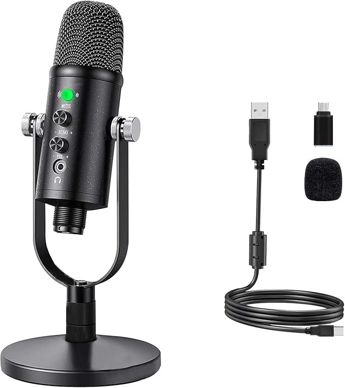 Amazon.com: Delarbeaden USB Microphone Metal Condenser Mic:Plug&Play ...