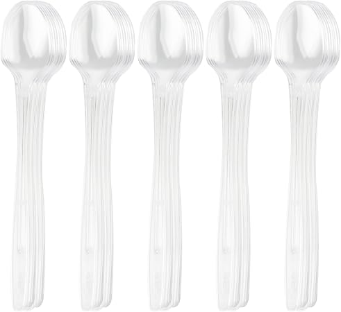 Amazon.com: HMDZMR 9" Clear Plastic Spoons, Heavy Duty Disposable ...