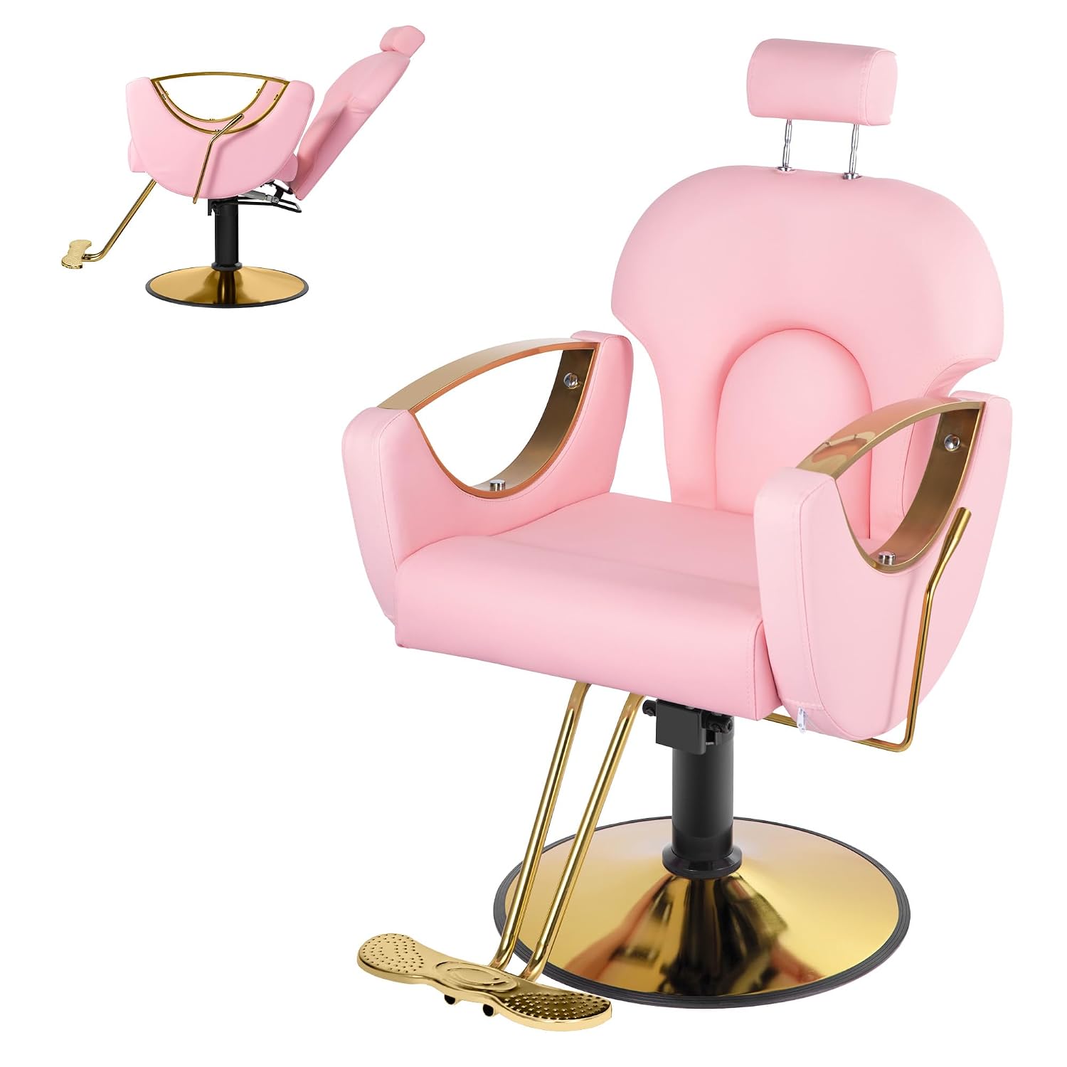 Amazon.com: Hicomony Pink Barber Chairs for Barbershop Home, Hair Salon ...
