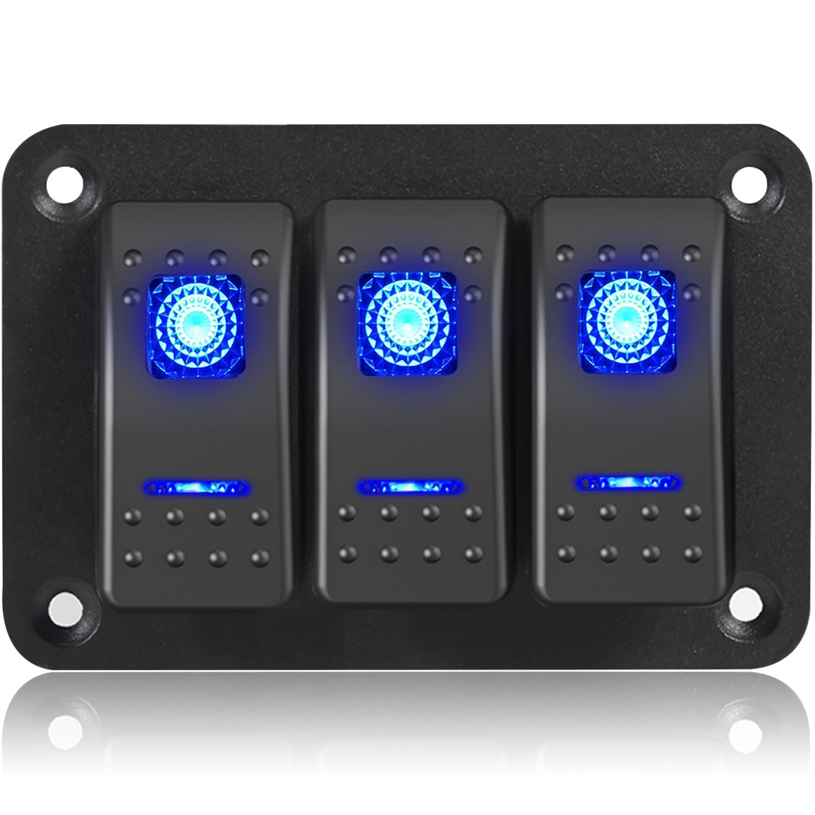 Toggle Switch Panel 3 Gang Aluminum Switch 12V/24V Rocker Switch Panel ...