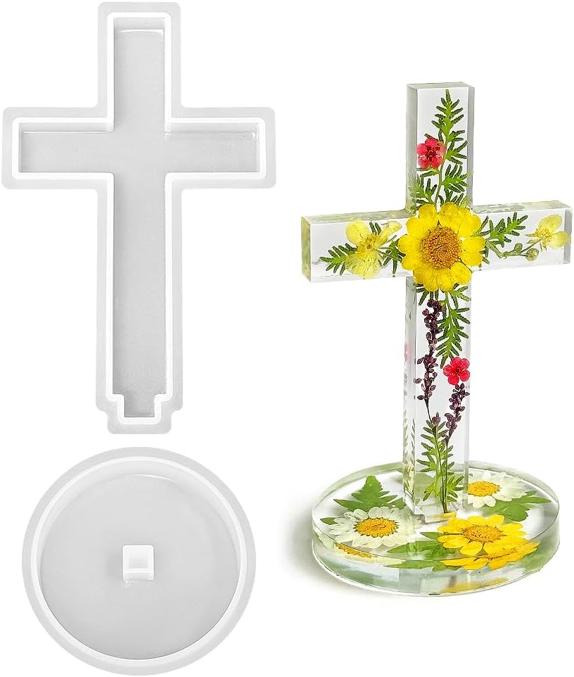 Amazon.com: RESINWORLD 5'' Standing Cross Silicone Mold with Base ...