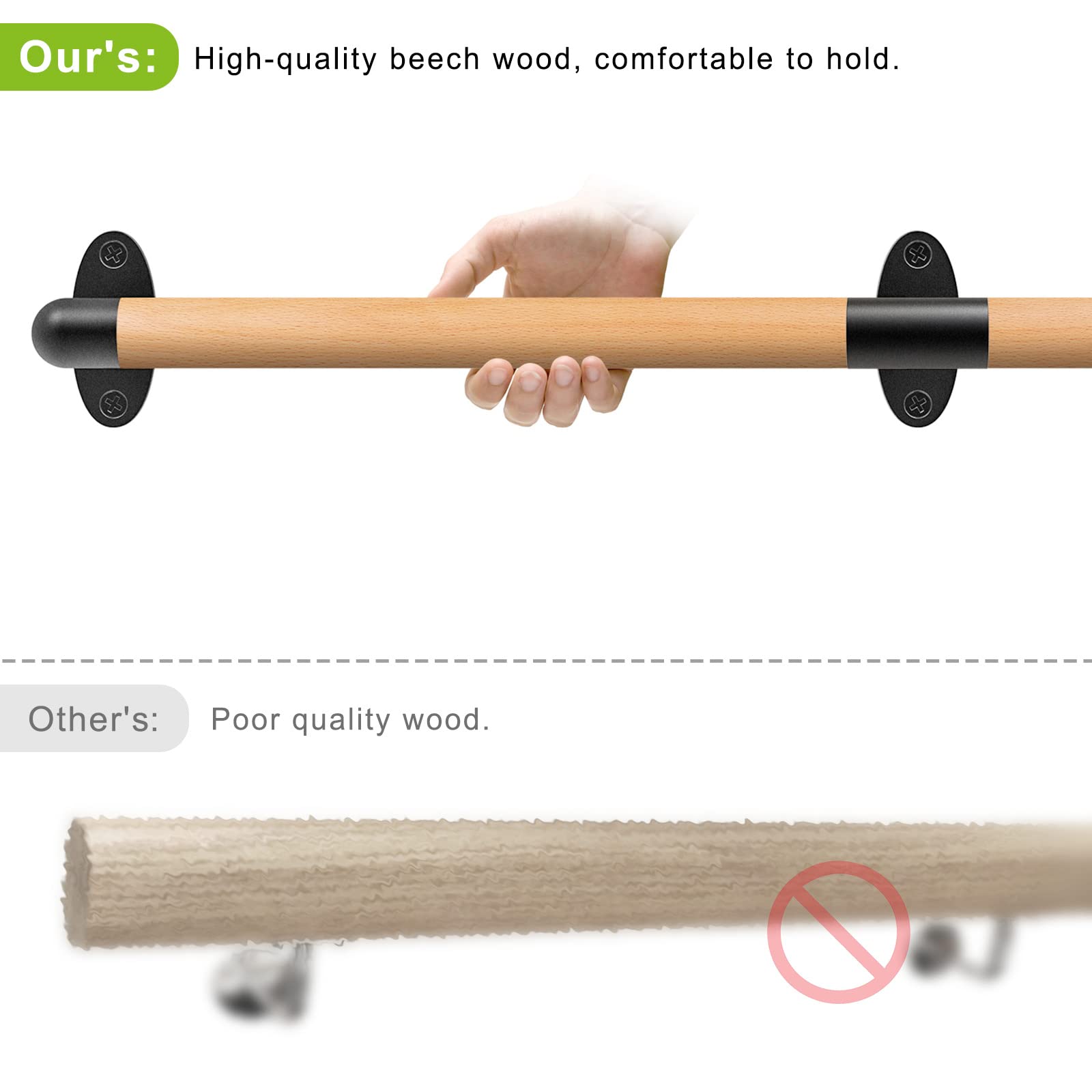 Snapklik.com : SELEWARE 52 Inch Wood Handrail Indoor Stairs Handrail ...