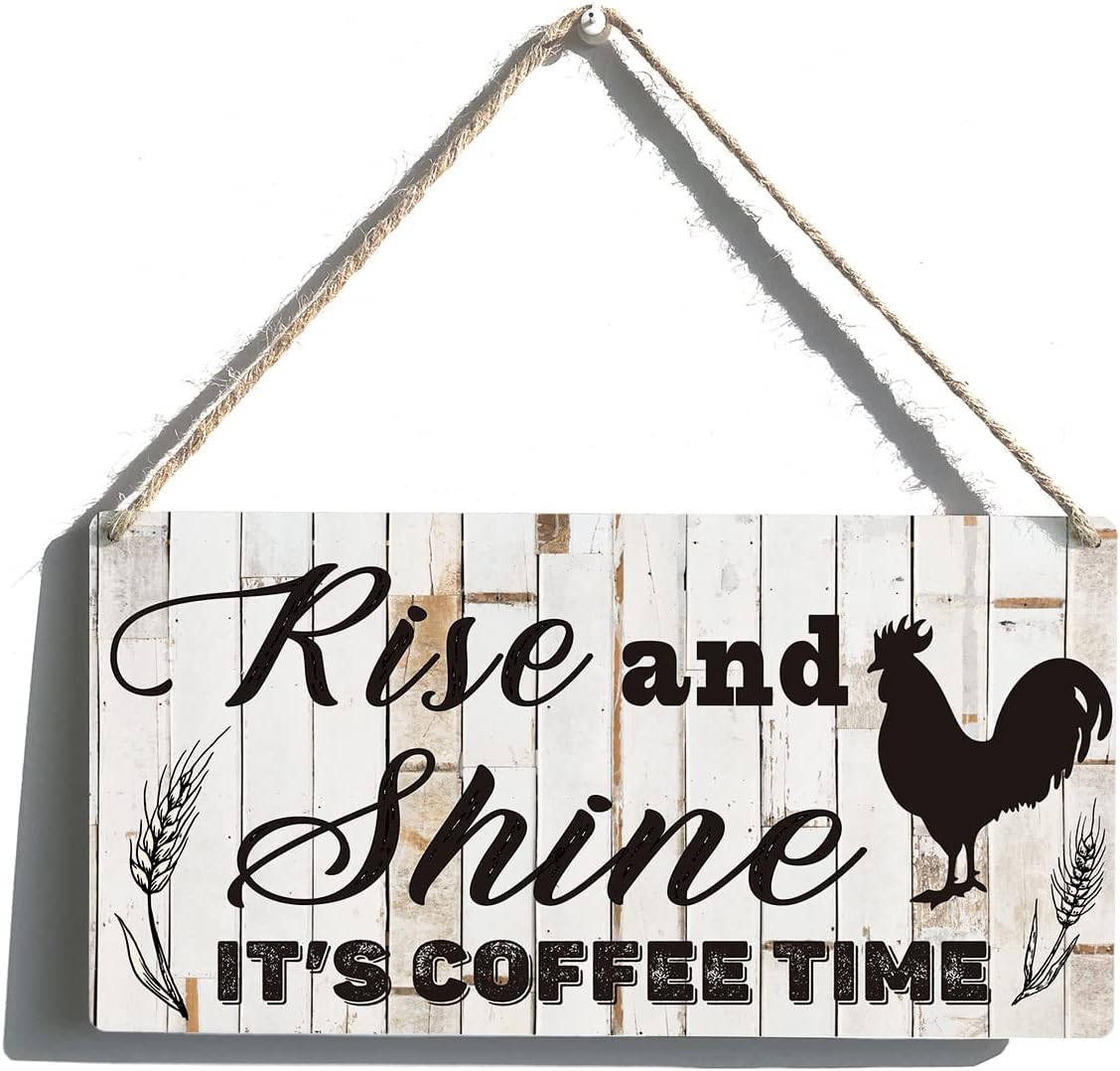 Amazon.com: Funny Kitchen Signs Gift Farmhouse Rise and Shine It's ...