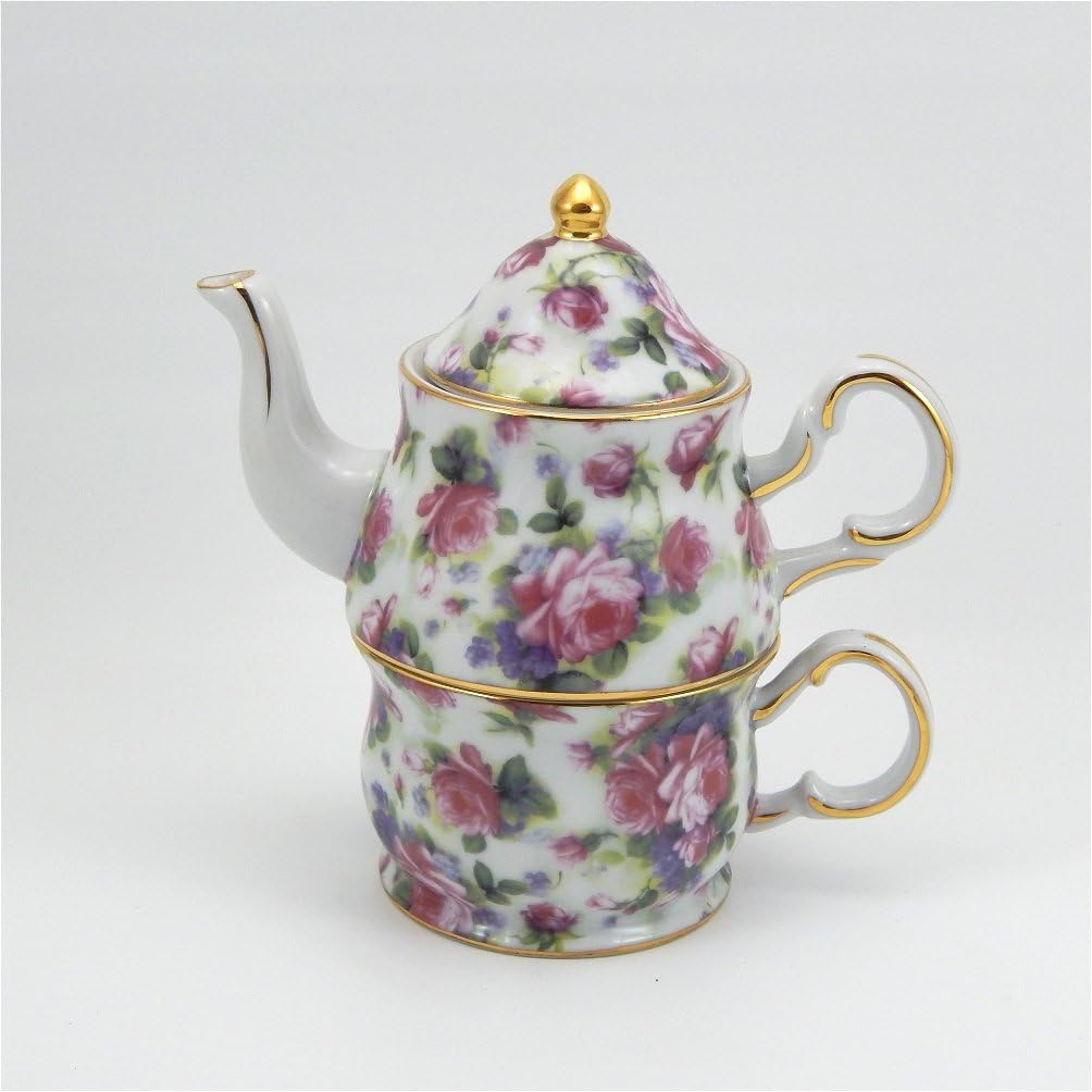 Amazon.com | Ganz - Porcelain - Tea For One - Pink Roses: Tea-For-One Sets