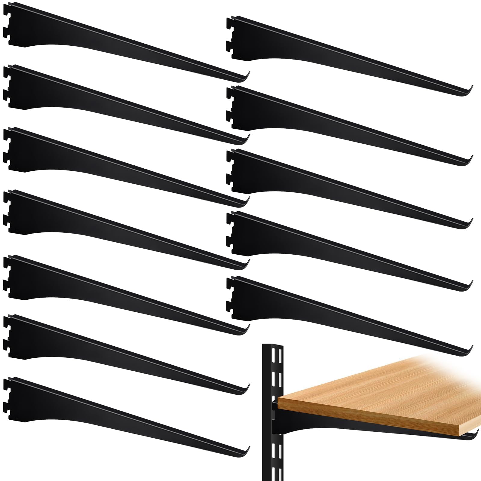 Amazon.com: 12 Pack Shelf Brackets Adjustable Wire Shelf End Bracket ...