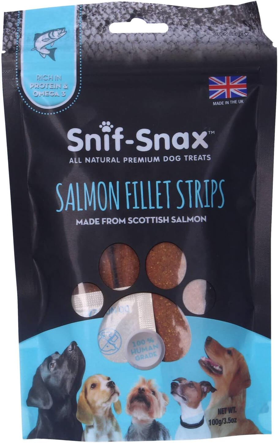 Snif-Snax Scottish Salmon Fillet Strips 100g Dog Training Treats ...