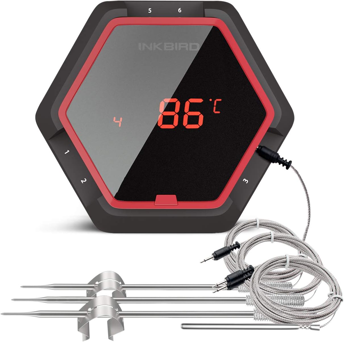 INKBIRD IBT-26S Bluetooth Wi-Fi BBQ Thermometer, with 4 Food-Grade ...