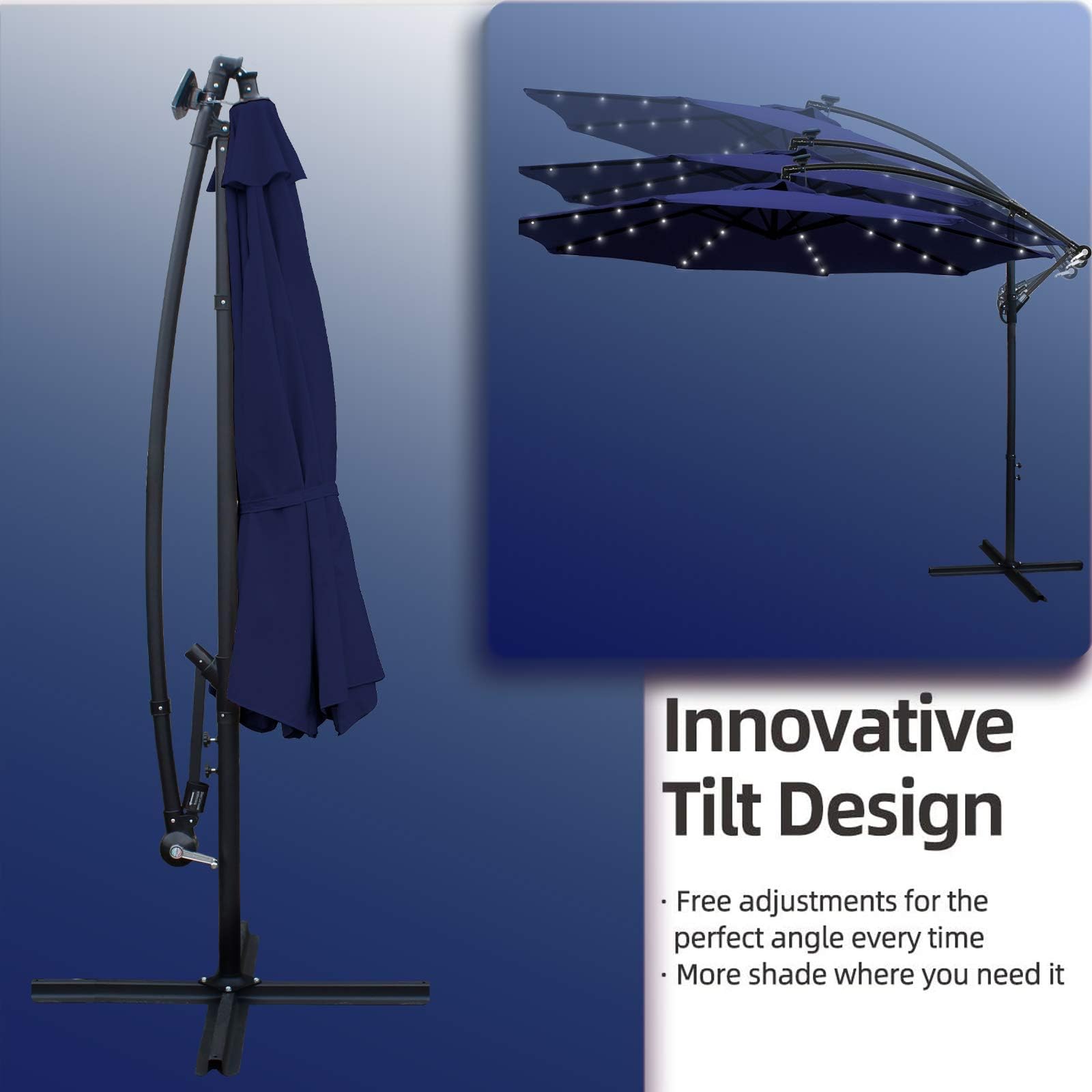 Snapklik.com : SUNLAX Solar Offset Umbrella, 10ft Cantilever Hanging ...