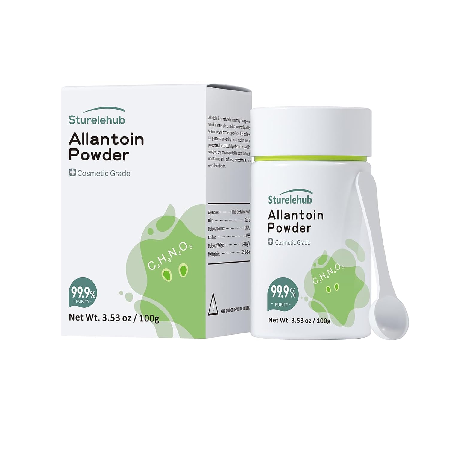 Amazon.com: Sturelehub Allantoin Powder, 3.53 OZ 99.9% Purity, Cosmetic ...