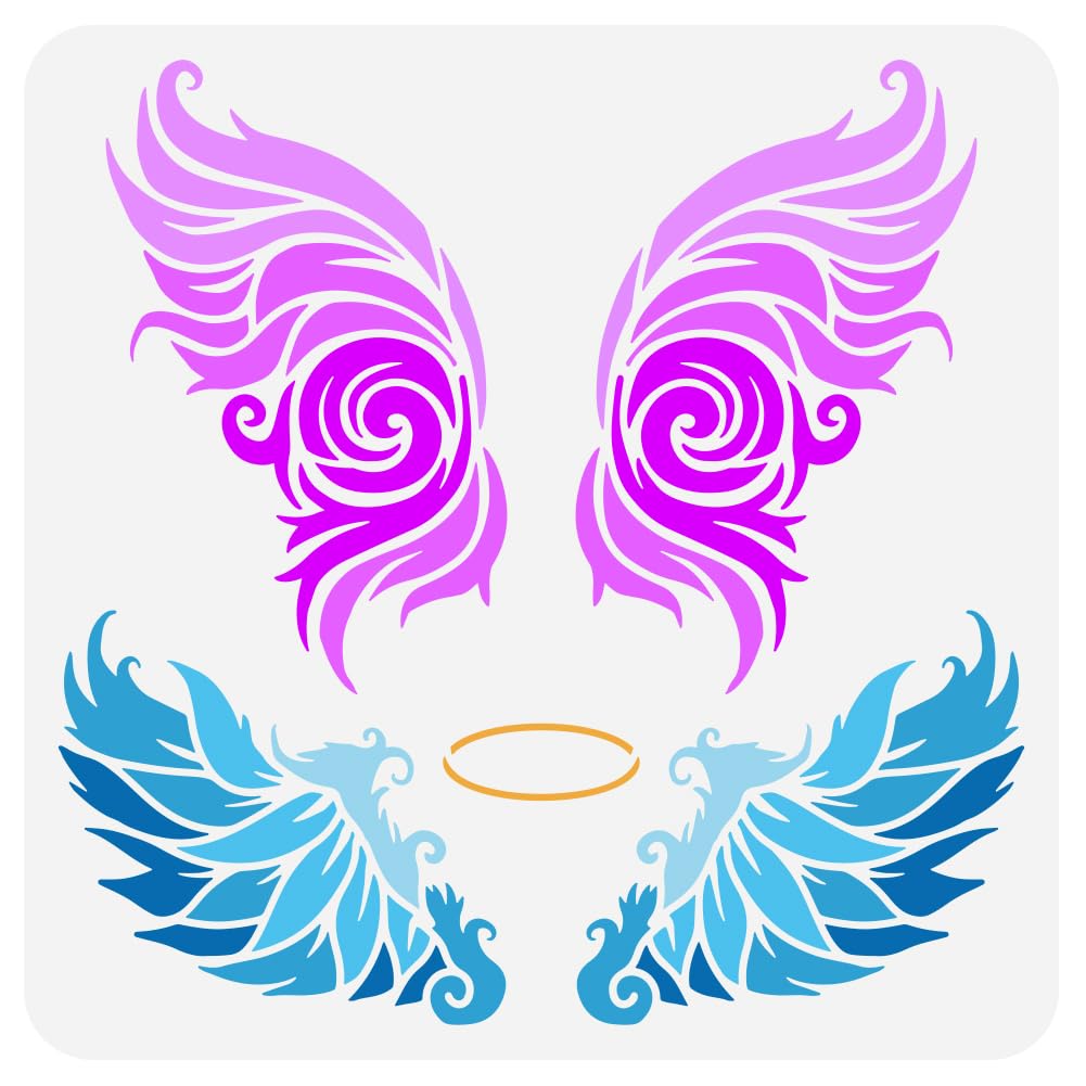 Amazon.com : FINGERINSPIRE Angel Wings Painting Stencil 11.8x11.8 inch ...