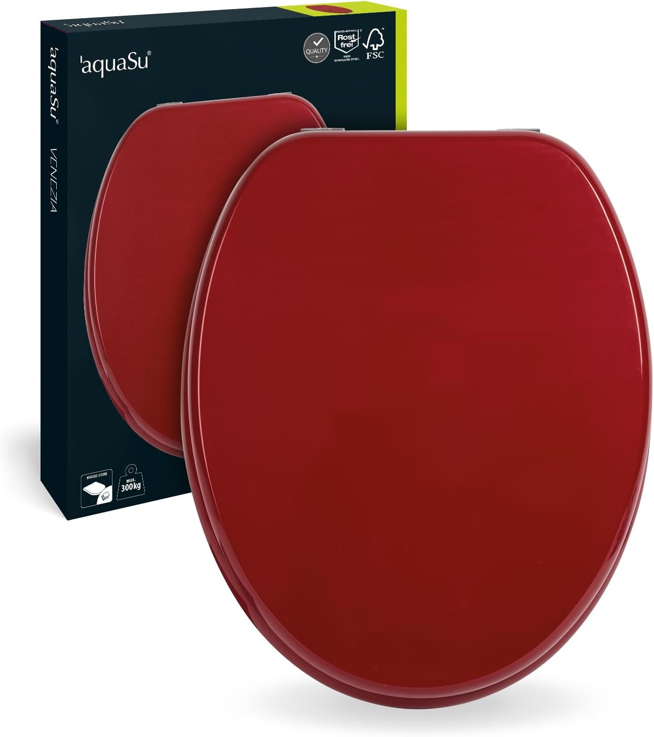 SITZPLATZ® WC-Sitz Venezia in Rot, mit Metallscharnieren und robustem ...