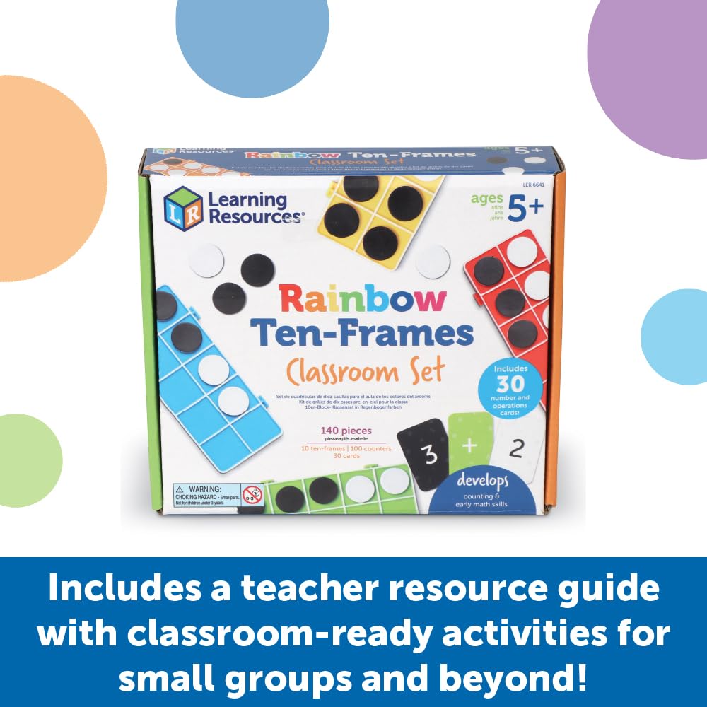 Learning Resources Rainbow Ten-Frames Classroom Set, Ages 5+, 10 ...