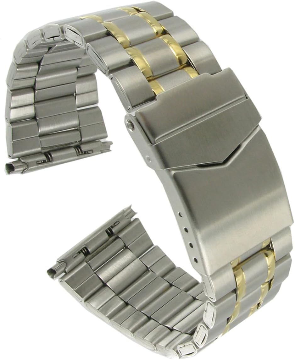 Hadley Roma MB9217T 20-26mm Two Tone Stainless Mens Metal Bracelet ...