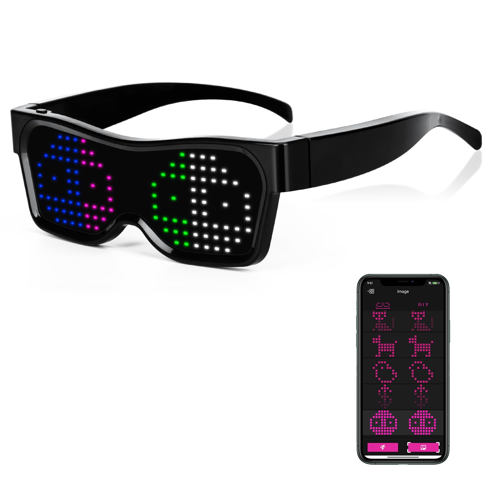 Amazon.com: Gelrova Customizable LED Glasses with App Control, DIY ...