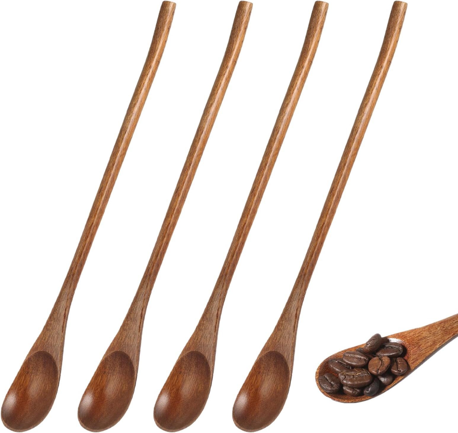 Amazon.com: 4 Pieces Wooden Coffee Mixing Spoons Long Handle Cocktail ...