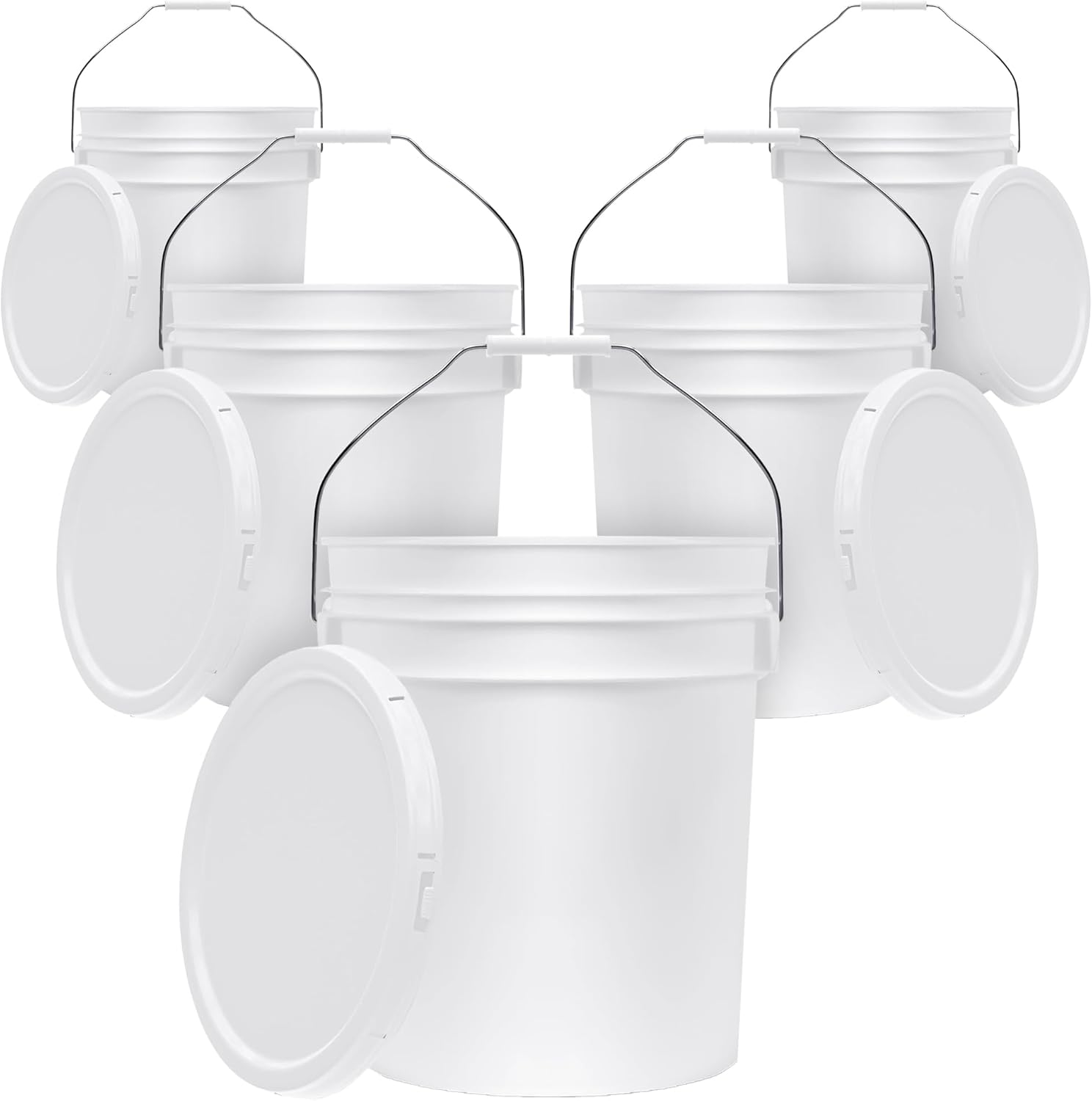 Amazon.com: 5-Gallon White Bucket Pail Container with Lid | Metal ...