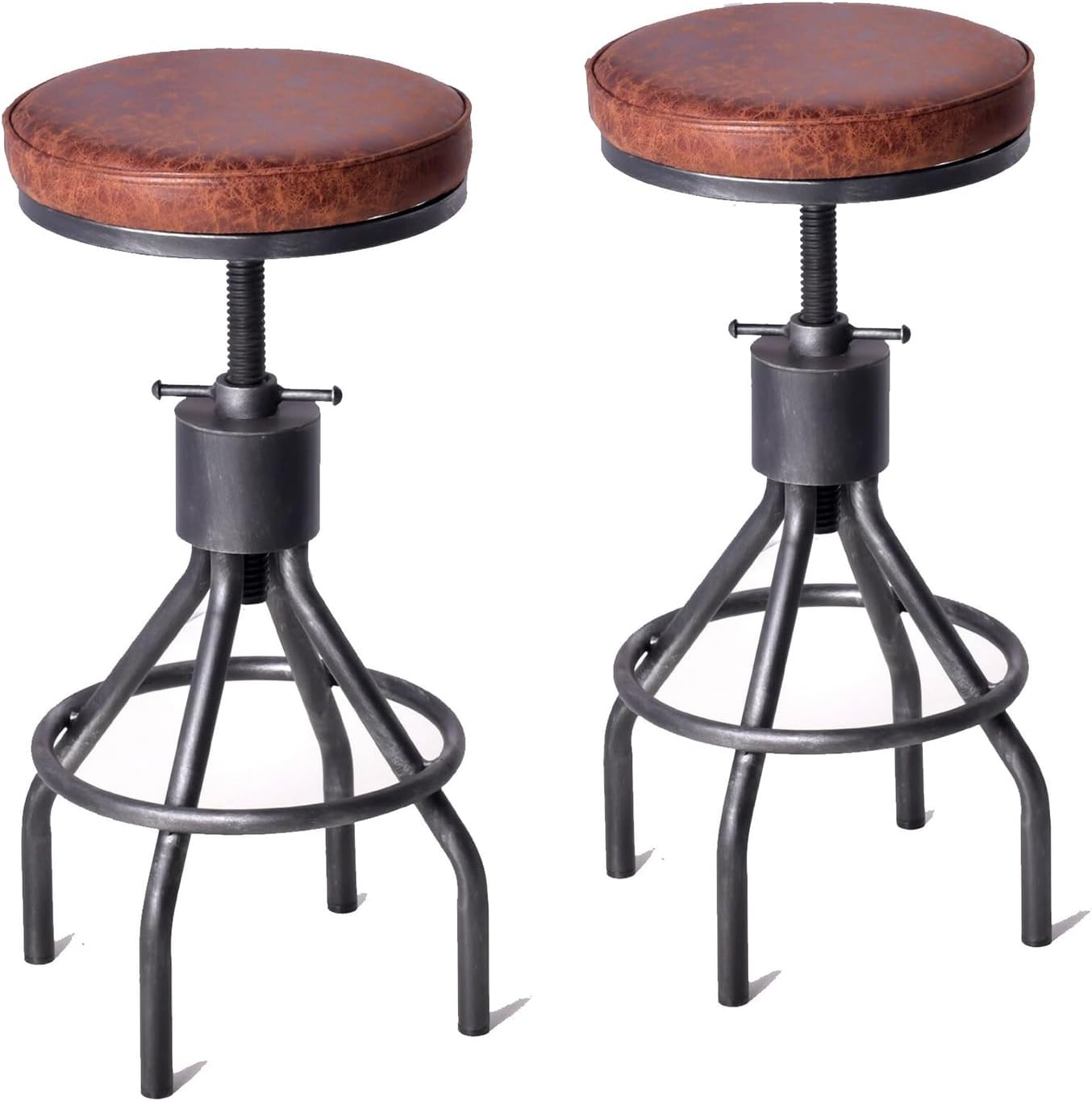 Amazon.com: BOKKOLIK Industrial Bar Stools Swivel Pu Seat Vintage ...