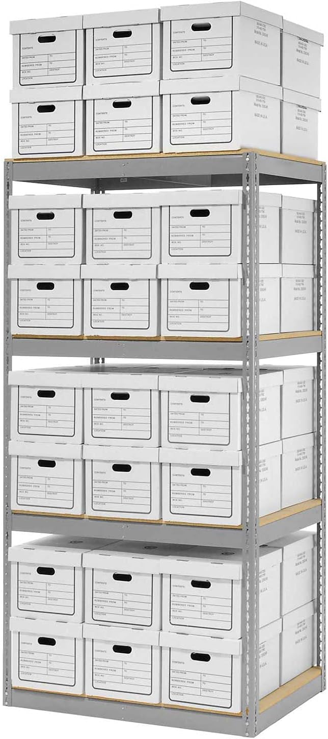 Global Industrial Record Storage Rack With 48 Boxes, 42"W x 30"D x 84"H ...