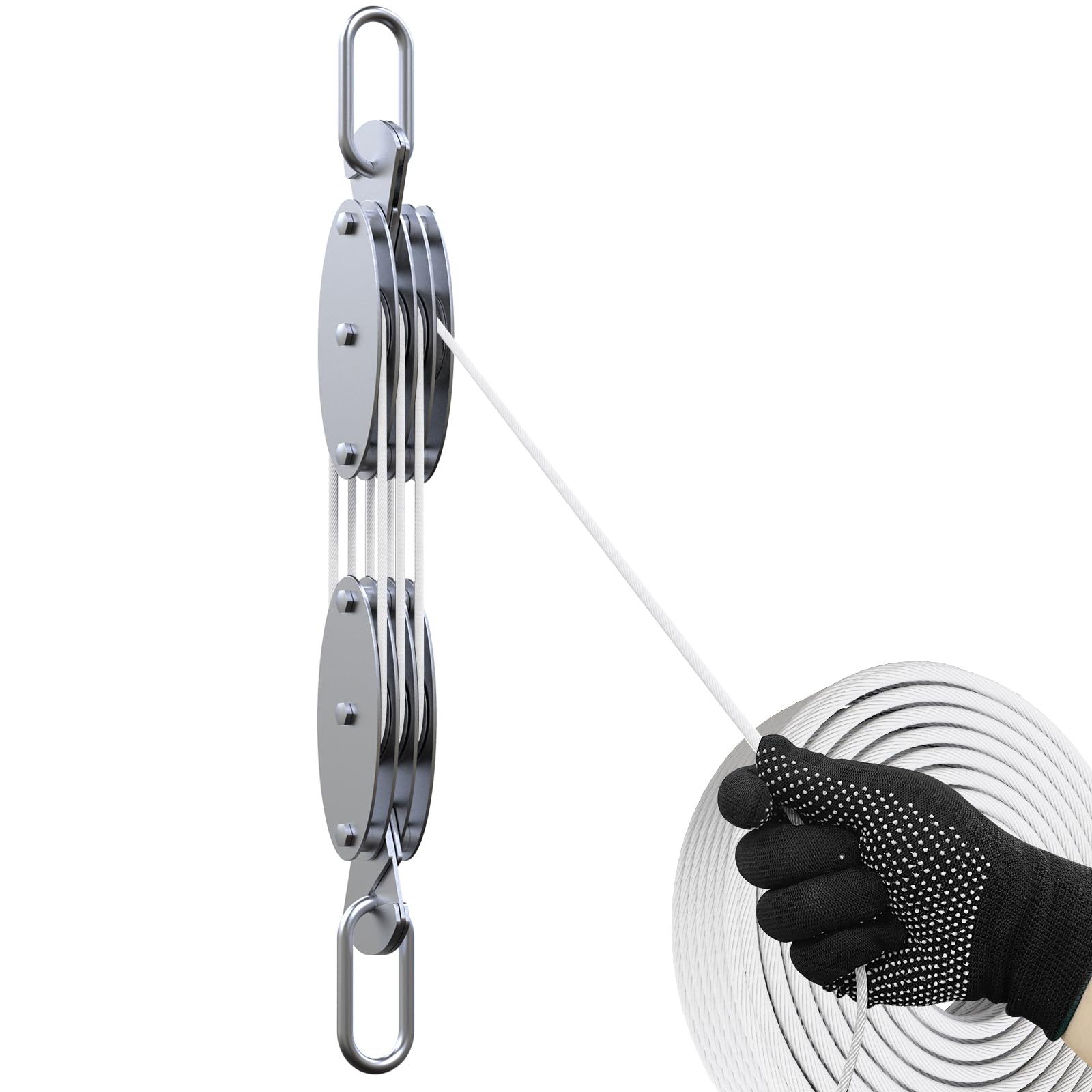 KITUYOTO Block and Tackle Pulley System 60FT Rope Pulley Hoist Pulley ...