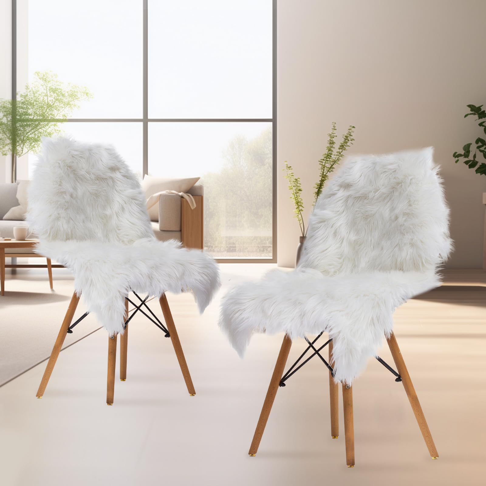 HYSEAS Faux Sheepskin Fur Area Rug WHITE, 2x3 Feet, 2 Pack, Fluffy Soft ...