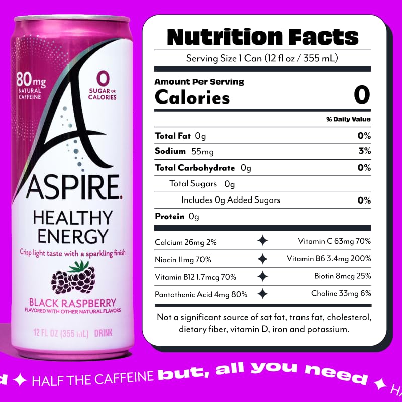 Snapklik.com : ASPIRE Black Raspberry, Healthy Energy Drink 80mg ...
