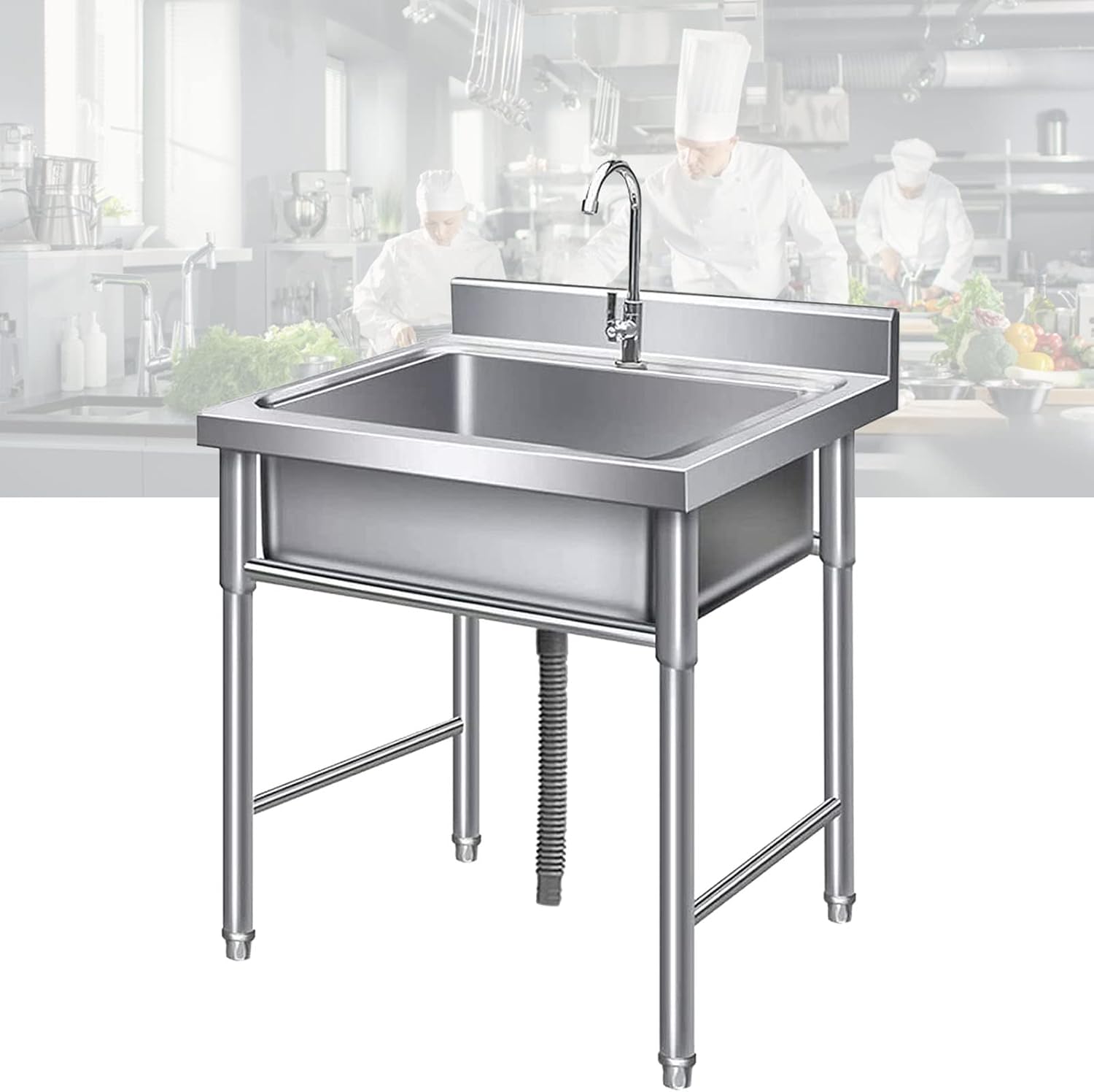 Stainless Steel Free Standing Sink 1 Compartment Commercial Kitchen ...