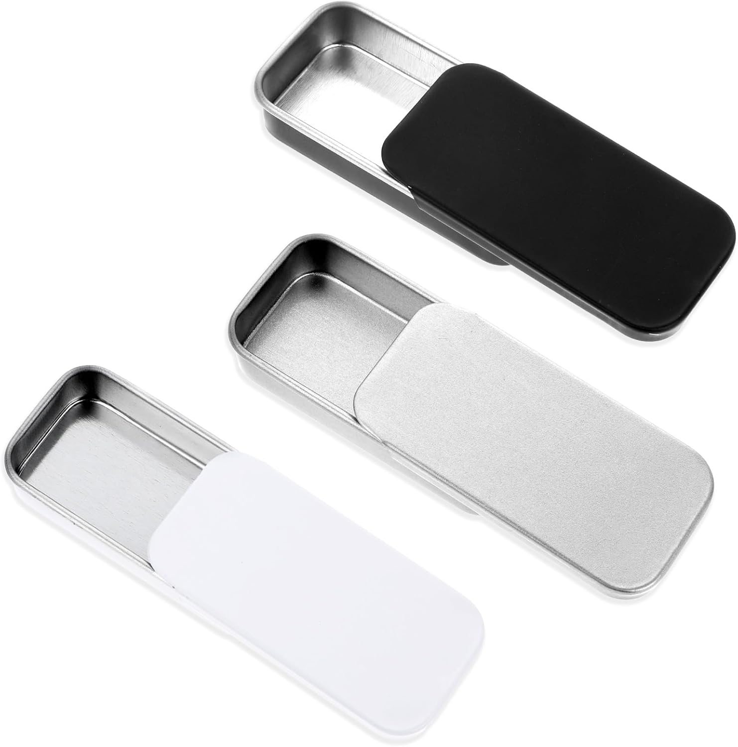 Lip Balm Tins, Top Tin Lip Balm with Lids Rectangular Metal Containers ...