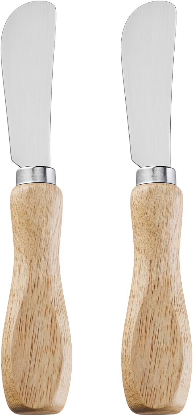 Amazon.com | LacusMare Butter Knives Set of 2, Oak Handle, Durable ...