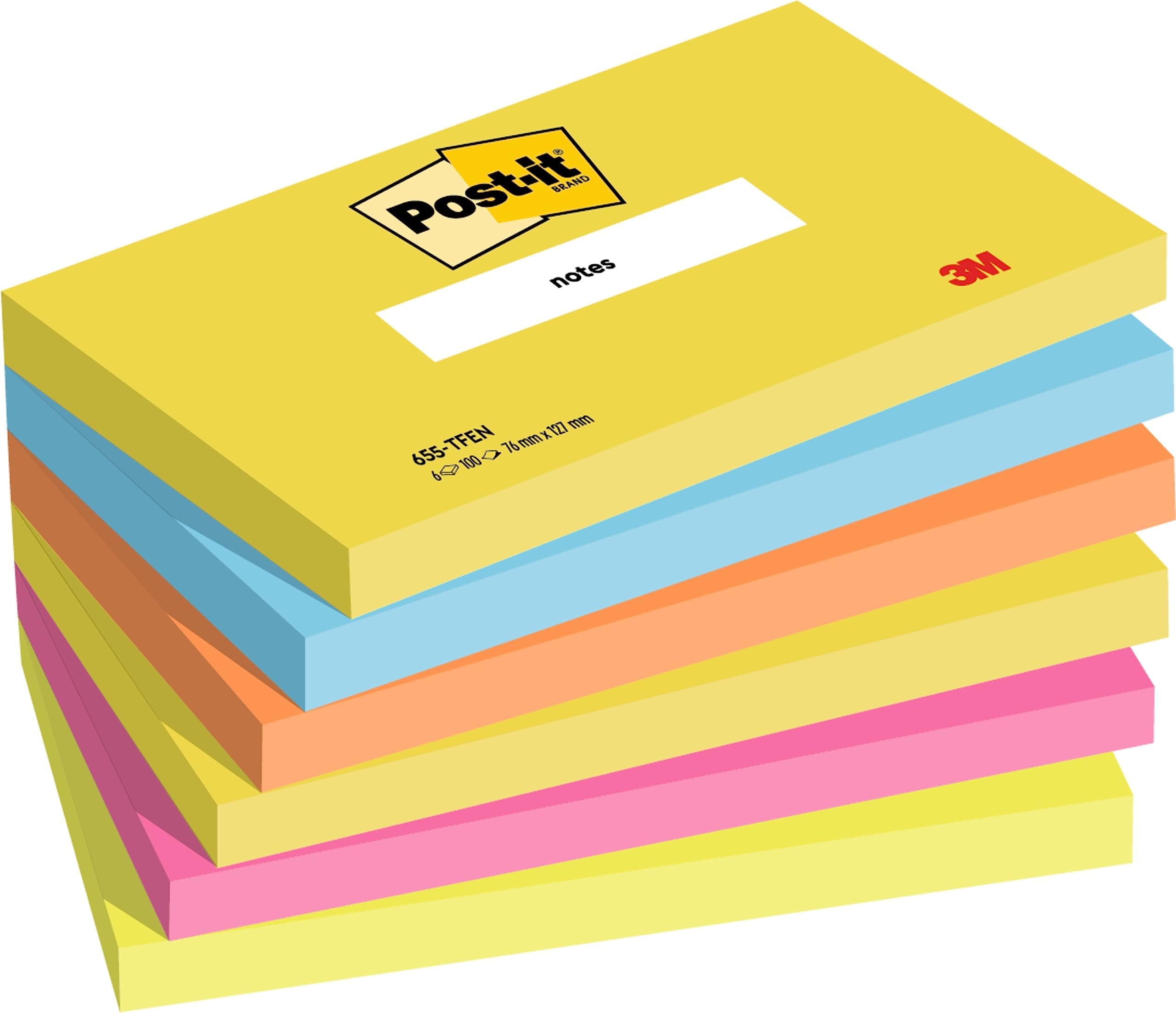 Post-it Notes Energetic Color Collection, Pack of 6 Pads, 100 Sheets ...