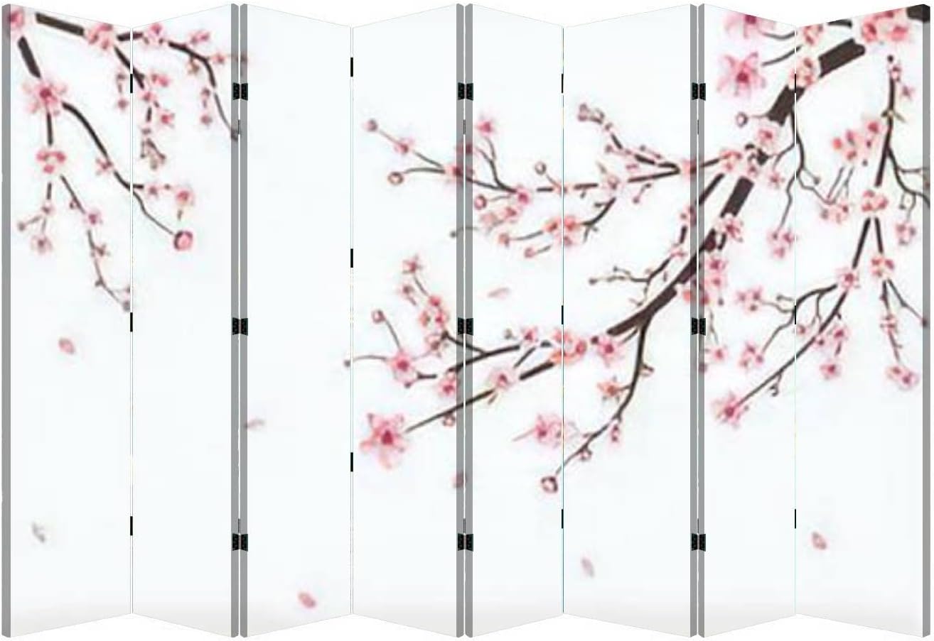 Amazon.com - Folding Room Divider for Privacy White Watercolor Cherry ...