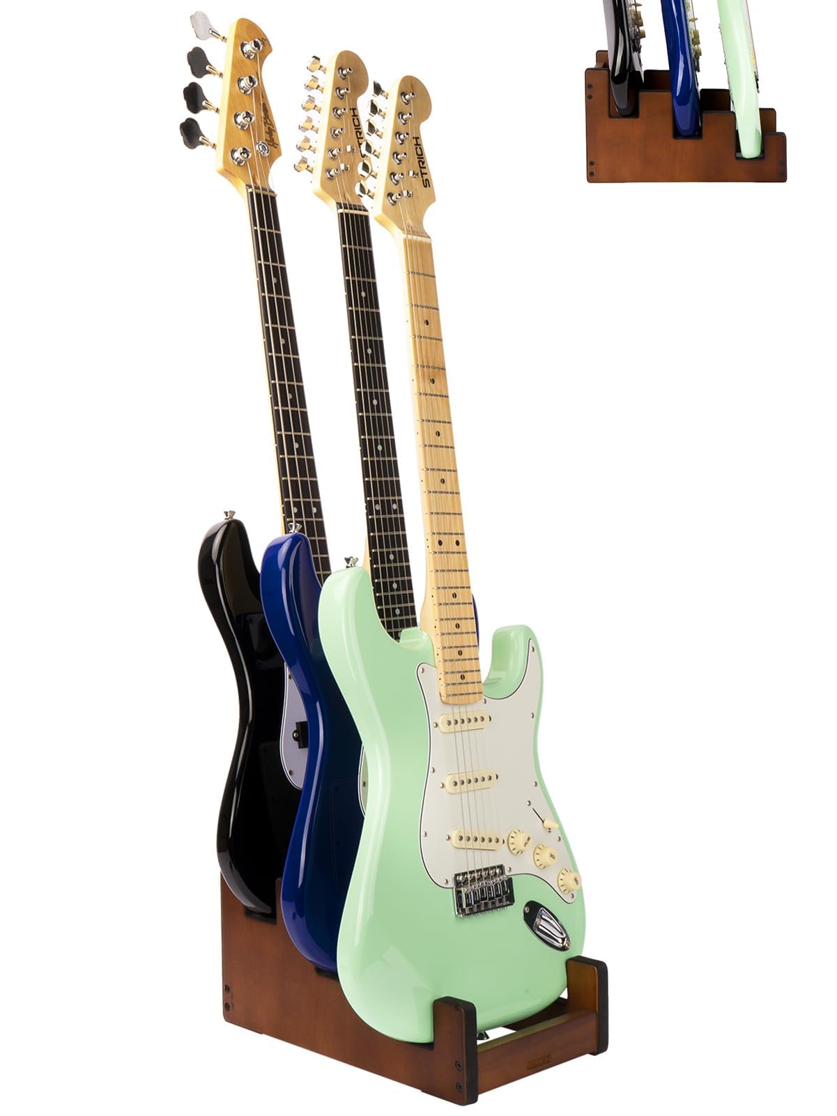 STRICH Multi Guitar Stand, 3-Holder, Space-Saving, Front Display Floor ...