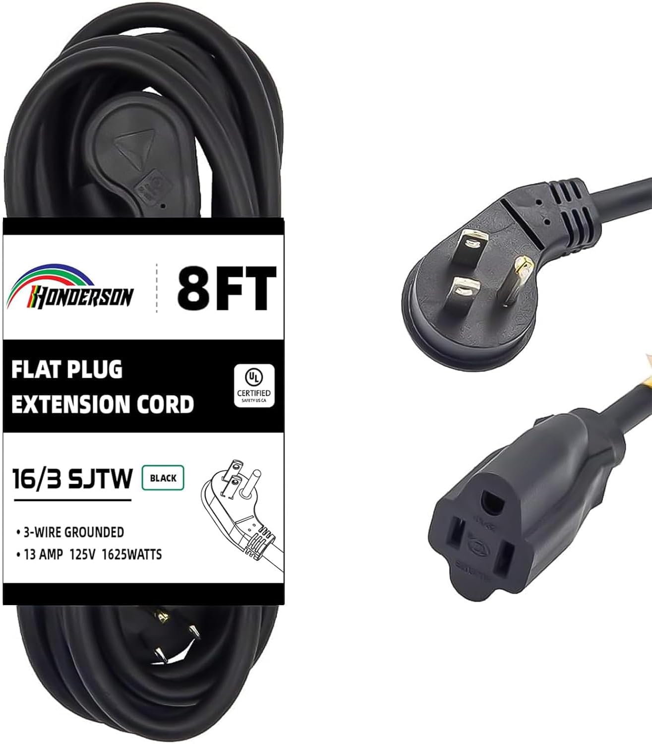 Amazon.com: Maximm Extension Cord Heavy Duty (8 Feet) Flat Wire 3-Prong ...