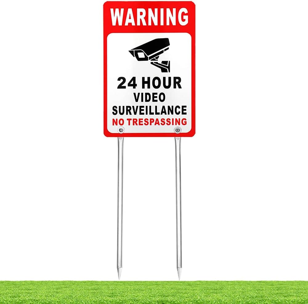 Amazon.com : 4LessCo 8x12 Inch Warning Security Cameras in USE Yard ...