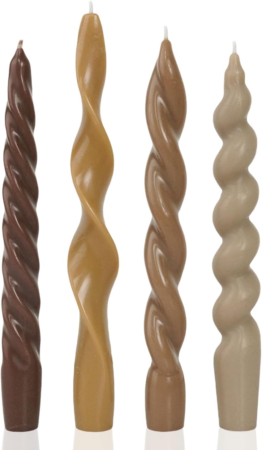 Amazon.com: Spiral Taper Candles Brown Short Candle Sticks Unscented ...