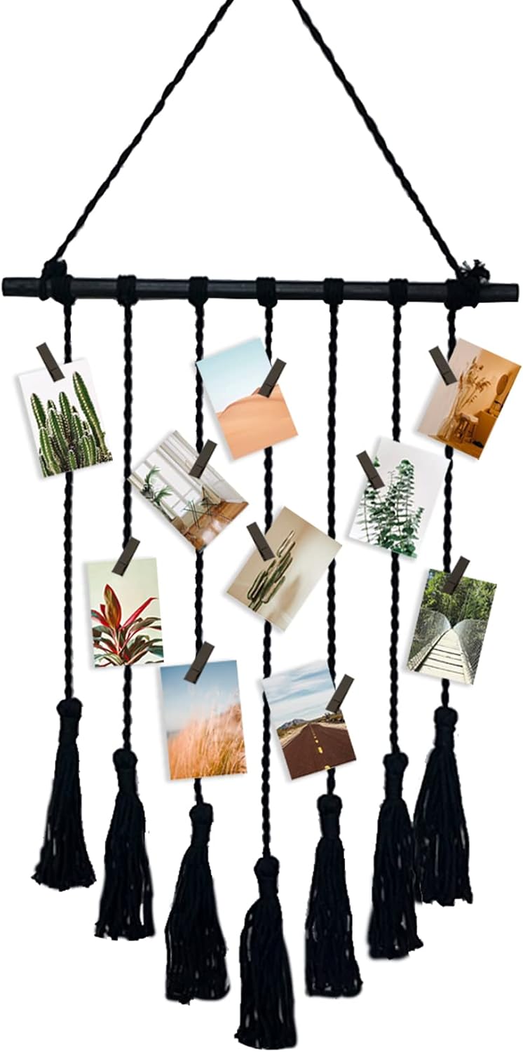 Amazon.com: Hanging Photo Display Wall Decor 27in x 17in Macrame Wall ...