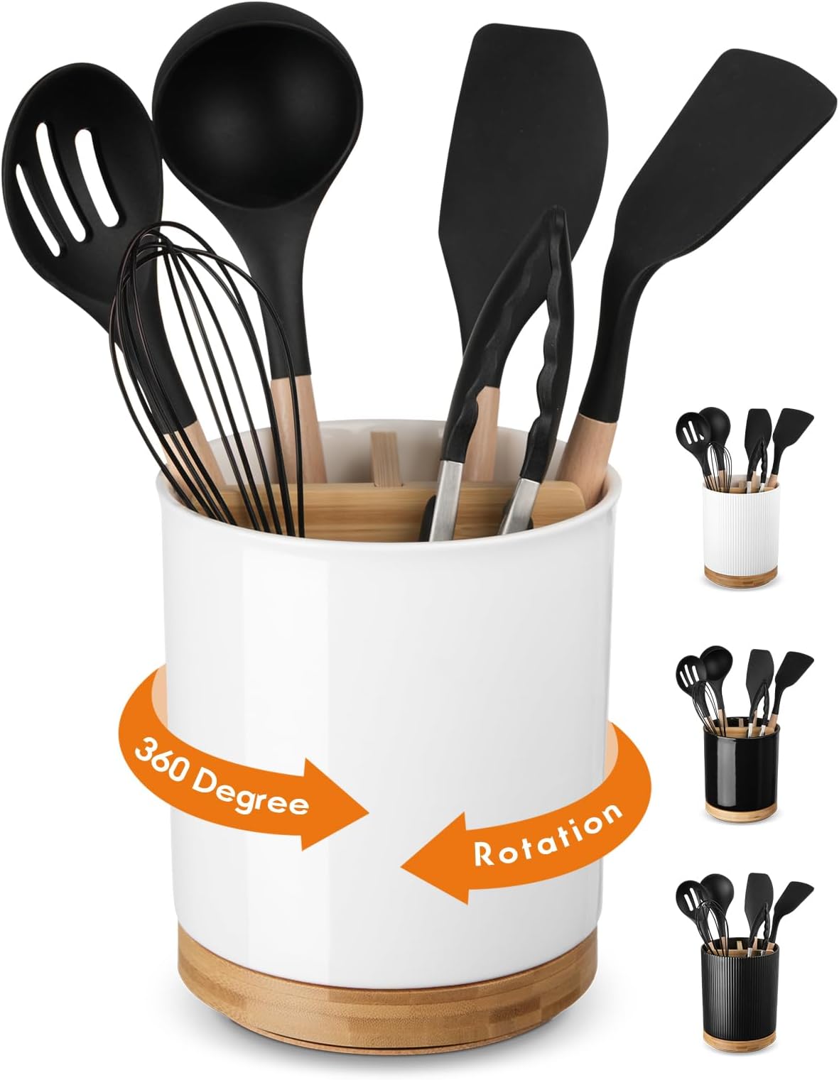 Amazon.com: LoeJan Utensil Holder, 6.7" Utensil Crock, Stable Ceramic ...