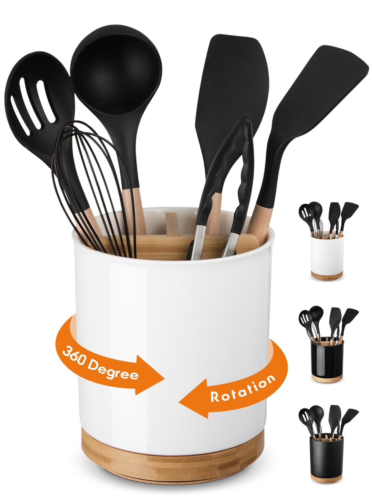 Amazon.com: LoeJan 3 Compartment Utensil Holder, Extra Large Utensil ...