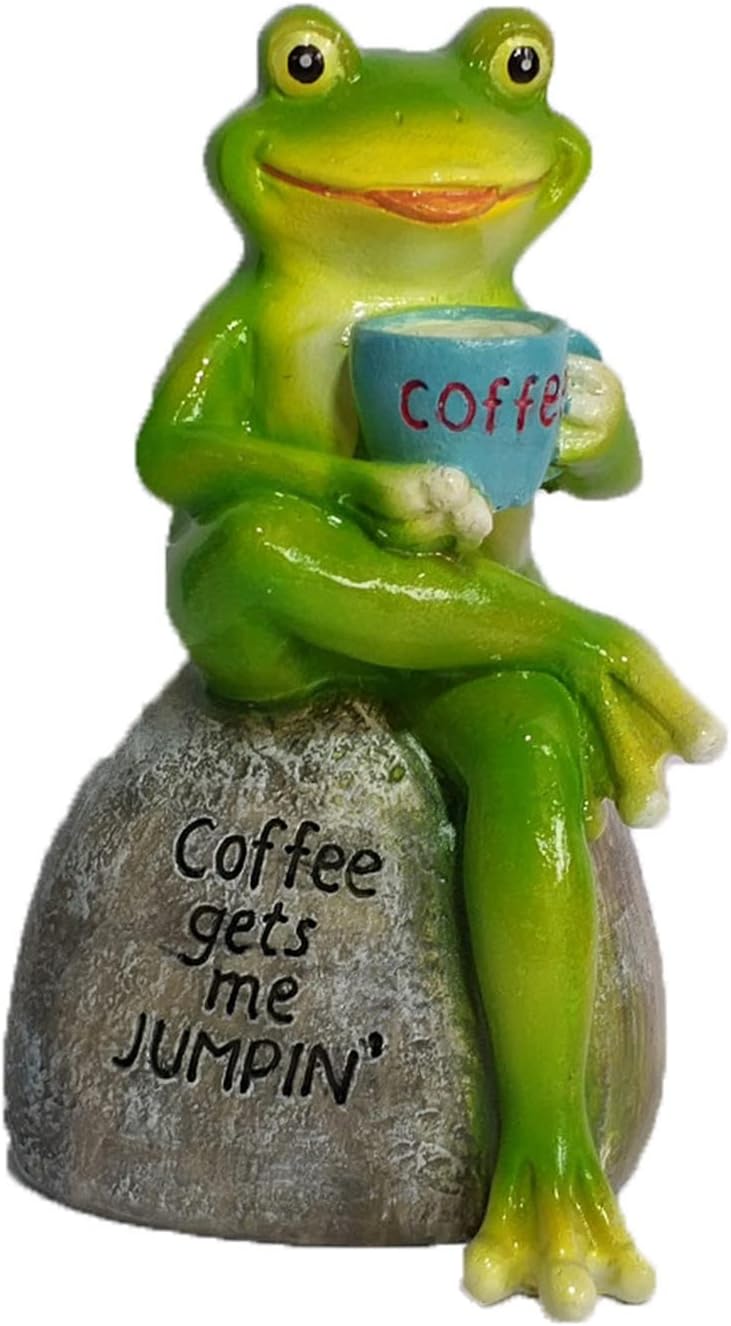 Amazon.com: Queemie® Creative Drinking Coffee Green Frog Sitting on ...