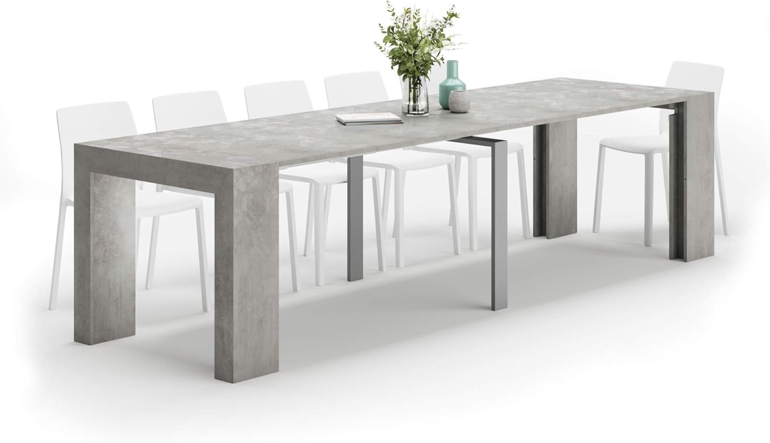 Mobili Fiver, Angelica Extendable Console Table, 45(305) x90 cm, Concrete Effect, Grey, Made In ...