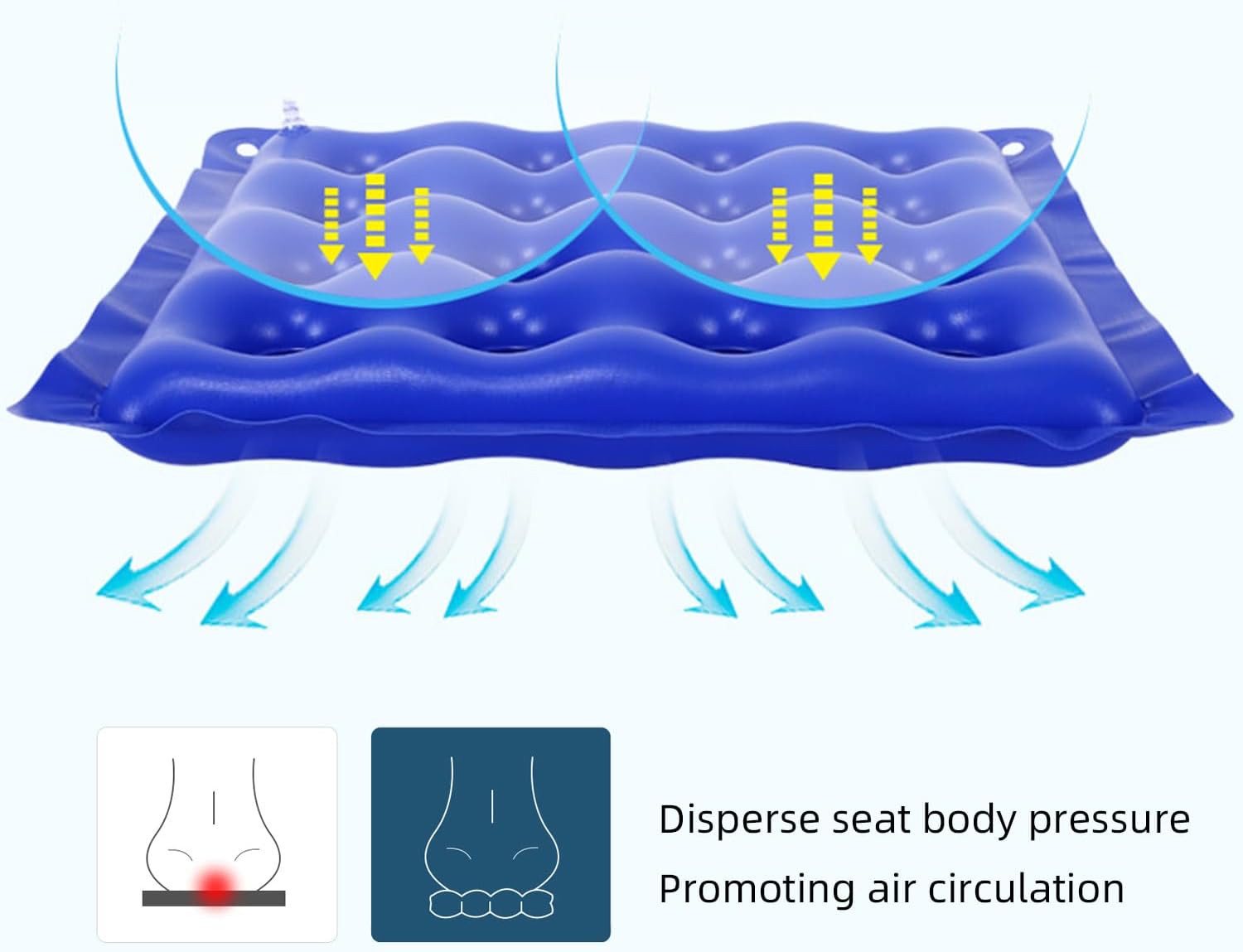 Waffle Cushion 2 Pack - Inflatable Air Cushion with Pump - Pressure ...